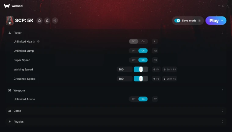 SCP: 5K "Трейнер +9: Здоровье, прыжки, патроны, скорость и пр" {Ol1m ...